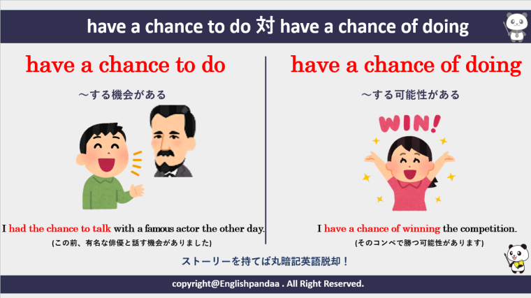 have a chance to do 対 have a chance of doingの違いは？ | 丸暗記英語からの脱却ブログ